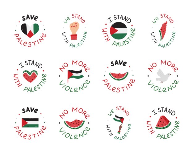 We stand with palestine set of posters Royalty Free Vector