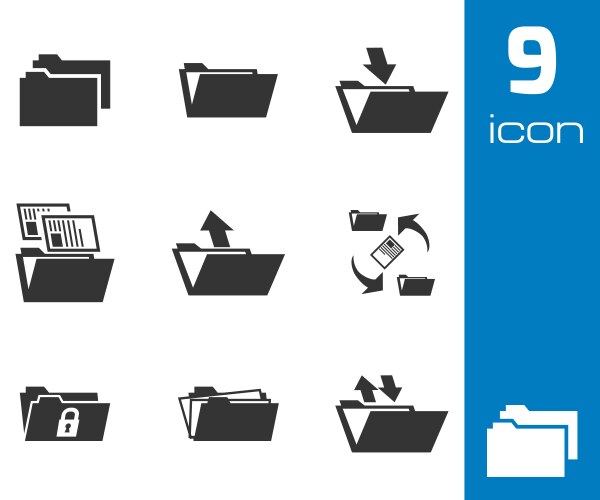 Black Folder Icon Collection Royalty Free Vector Image