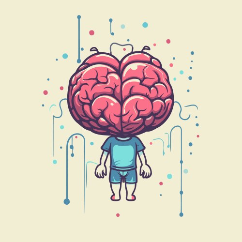 Cartoon human brain brainstorming concept Vector Image