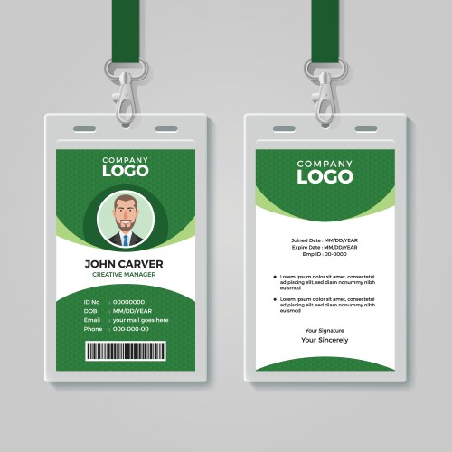 Green Corporate ID Card Template – Royalty-Free Vector | VectorStock