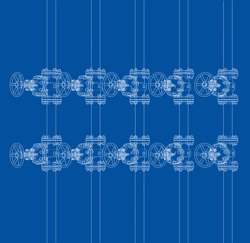 Control valves with bypass isometric blueprints Vector Image