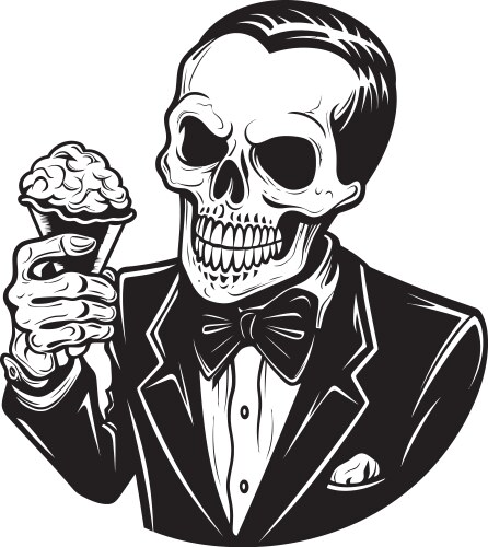 Frozen frights soft ice cream with skeleton Vector Image