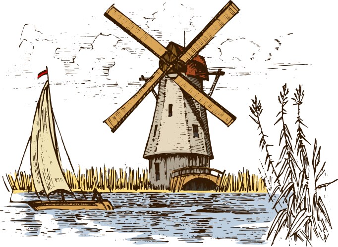 Windmill comic book pop art Royalty Free Vector Image