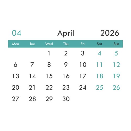 Flat Style April 2026 Calendar Icon – Royalty-Free Vector | VectorStock