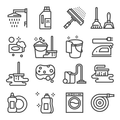 Cleaning and housework icons with editable stroke Vector Image