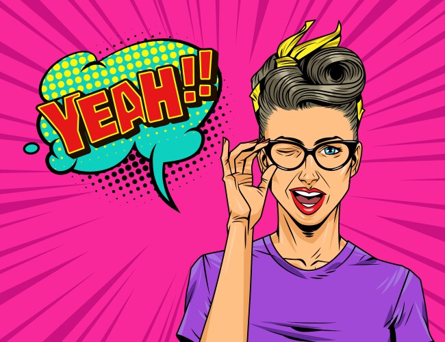 Comic beautiful surprised woman Royalty Free Vector Image