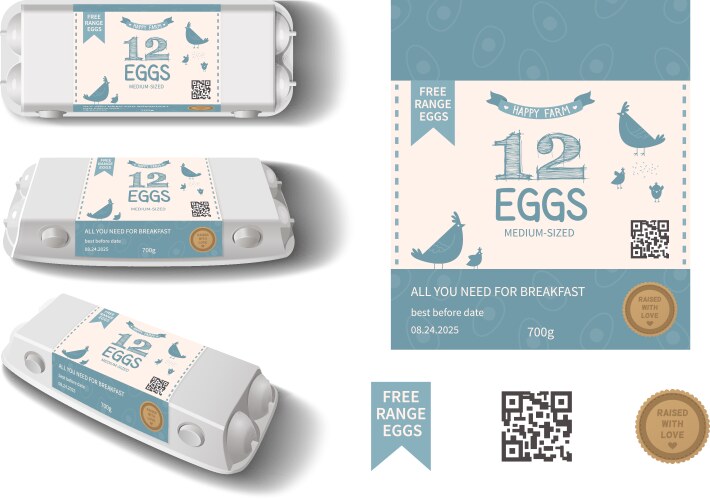 Realistic eggs packages Royalty Free Vector Image