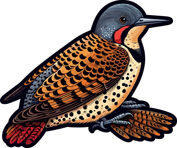 Northern flicker isolated on white background Vector Image