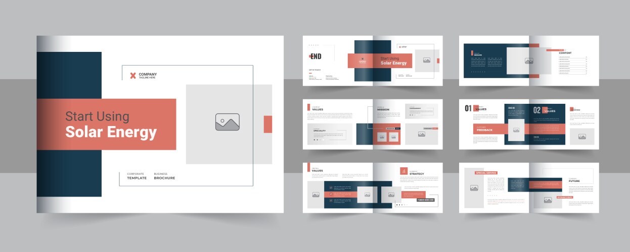 Solar energy company brochure design layout Vector Image