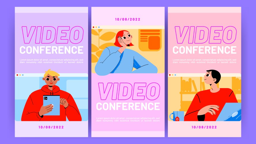 Video conference banners online meeting briefing Vector Image