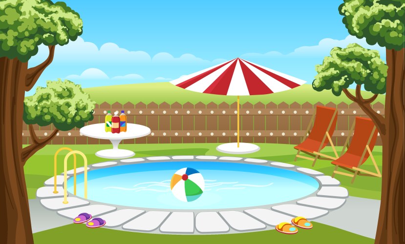 Outdoor backyard background cartoon Royalty Free Vector