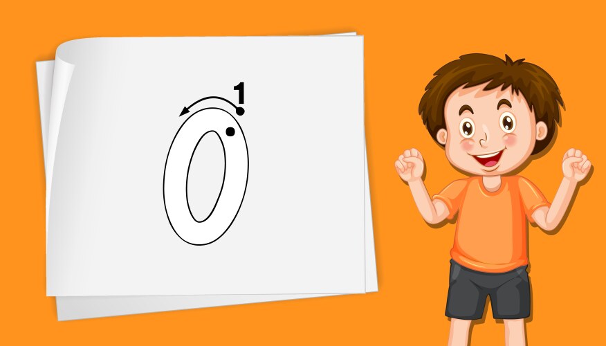 Girl counting number zero Royalty Free Vector Image