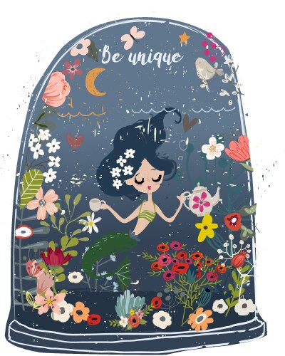 Cute cartoon mermaid Royalty Free Vector Image