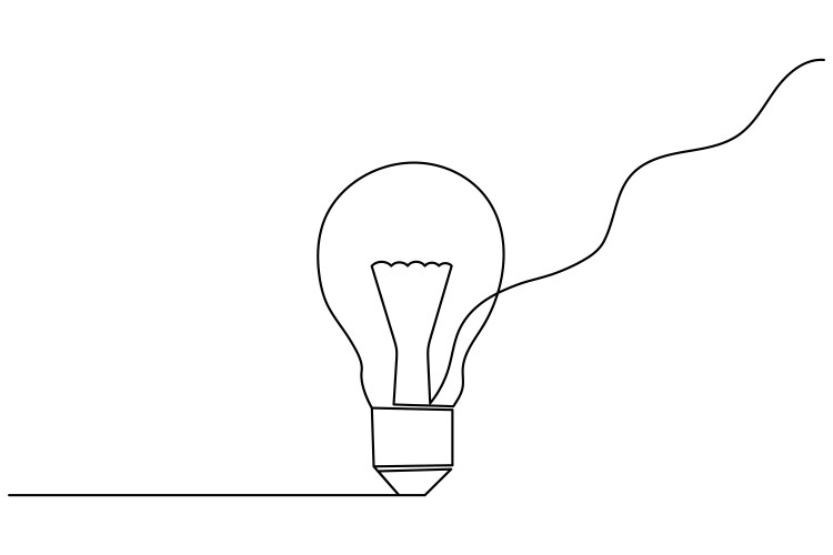 Light bulb continuous one line drawing Royalty Free Vector