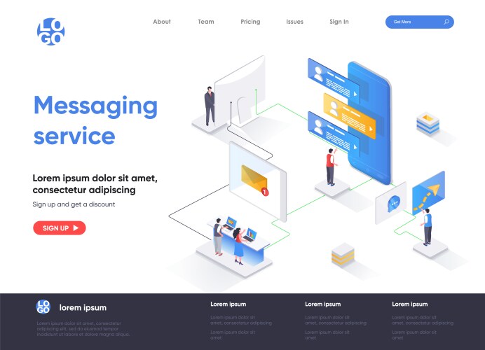 Messaging application isometric 3d concept Vector Image