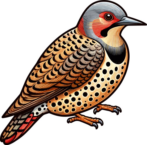Northern flicker isolated on white background Vector Image