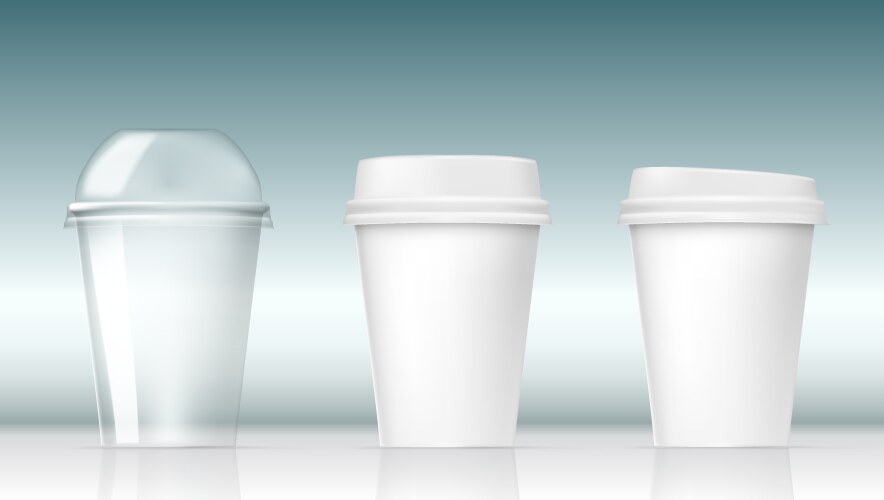 Realistic transparent disposable plastic cups Vector Image