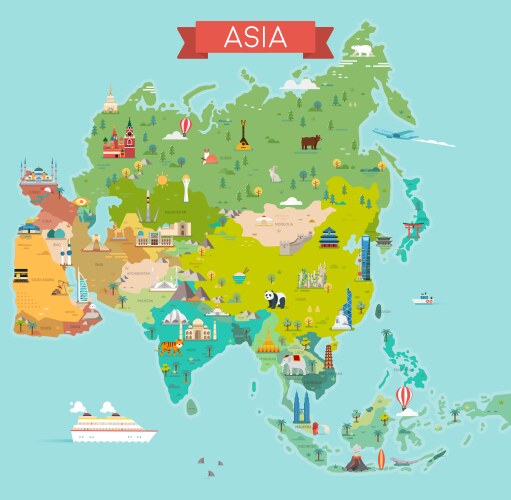 Asia Map with Country Names Vector Images (over 1,500)