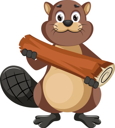 Beaver with log Royalty Free Vector Image - VectorStock