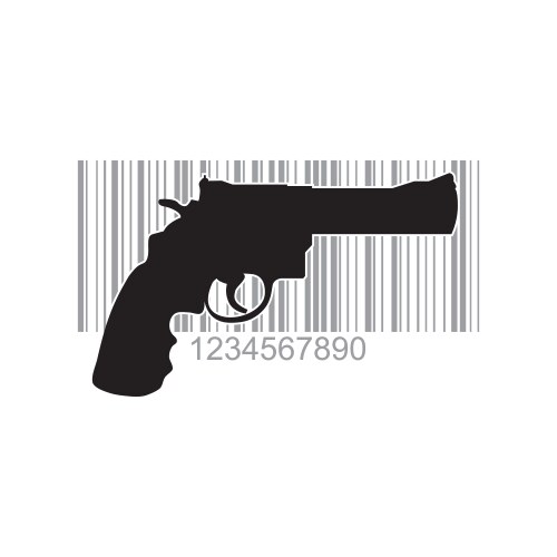 Skull hand hold uzi gun Royalty Free Vector Image