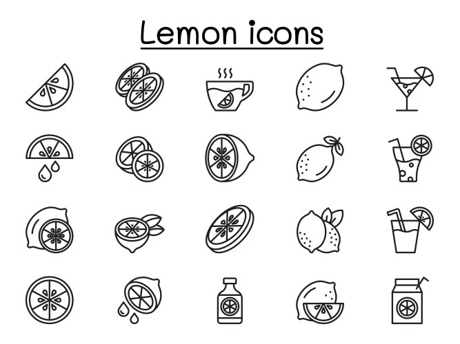 Lemon lime icons set Royalty Free Vector Image