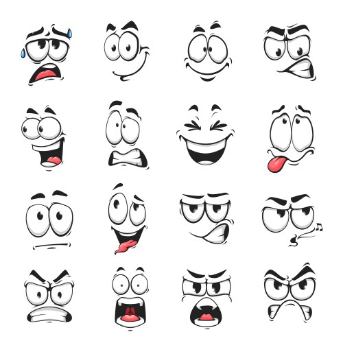 Cartoon faces funny face expressions caricature Vector Image