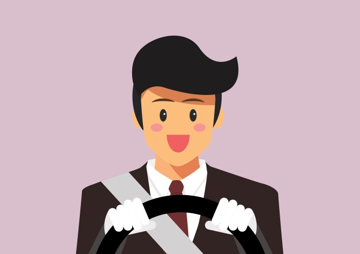 Sleepy male driver dozing off while driving Vector Image