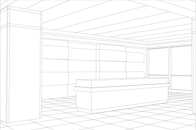 Interior office outlined tracing Royalty Free Vector Image