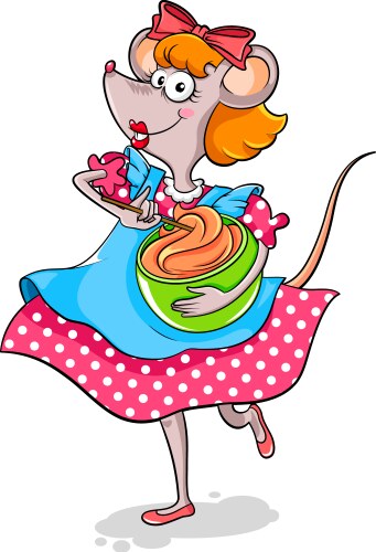 Mouse cook with spoon Royalty Free Vector Image