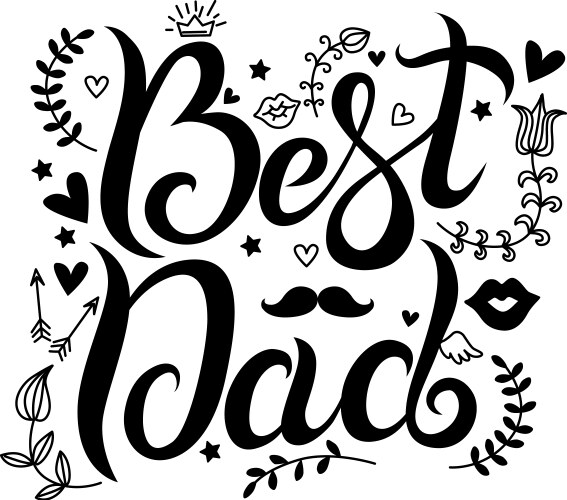 Super dad lettering poster with mustache Vector Image