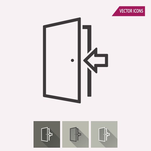 Exit door icon simple help people Royalty Free Vector Image
