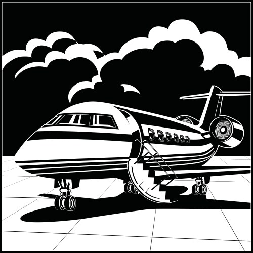Business jet against the sun Royalty Free Vector Image