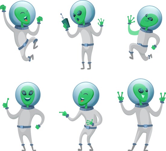 Cartoon aliens characters standing and listening Vector Image