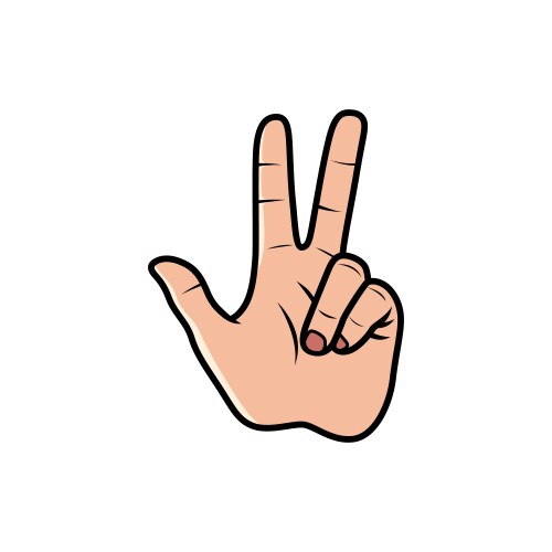 Four finger hand sign isolated Royalty Free Vector Image