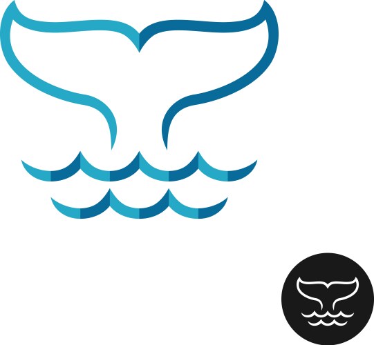 Whale sea or ocean waves blue icons set Royalty Free Vector