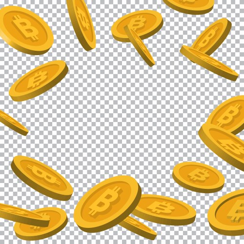 Bitcoin coin icon set various piles of scattered Vector Image