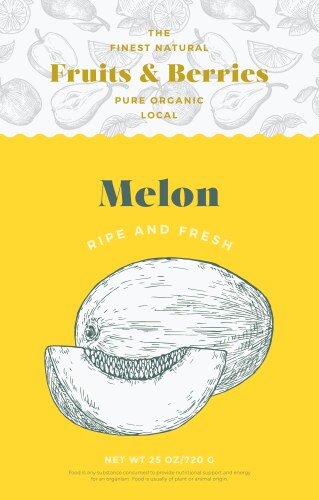 Fruits and berries pattern label template Vector Image