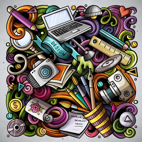Cartoon doodles art and design Royalty Free Vector Image