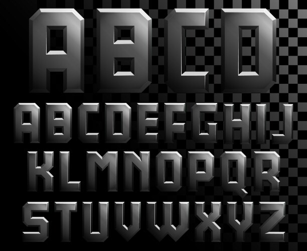 Shiny Metal Alphabet Set Royalty Free Vector Image
