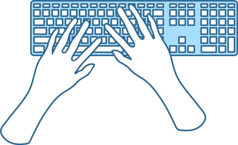 Hand typing on keyboard Royalty Free Vector Image
