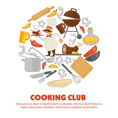 Chefs kids cooking classes template Royalty Free Vector