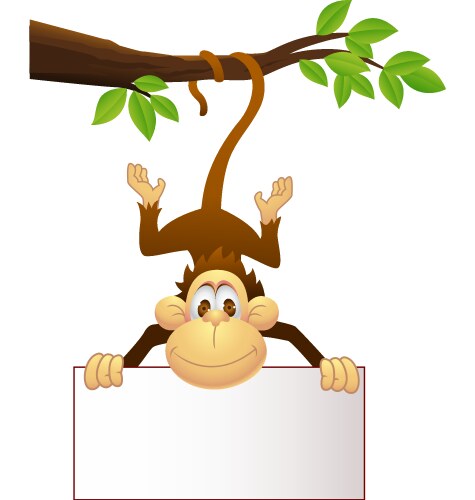 Monkey cartoon holding blank sign Royalty Free Vector Image