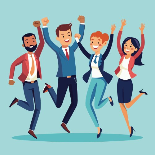 Joyful team celebrating business success Vector Image