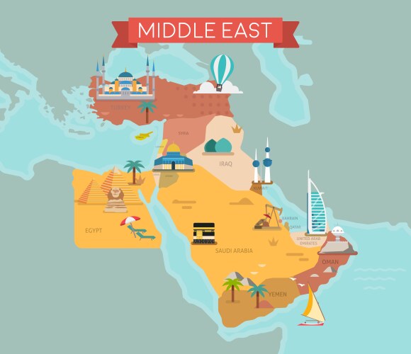 Cartoon mosque building middle east Royalty Free Vector