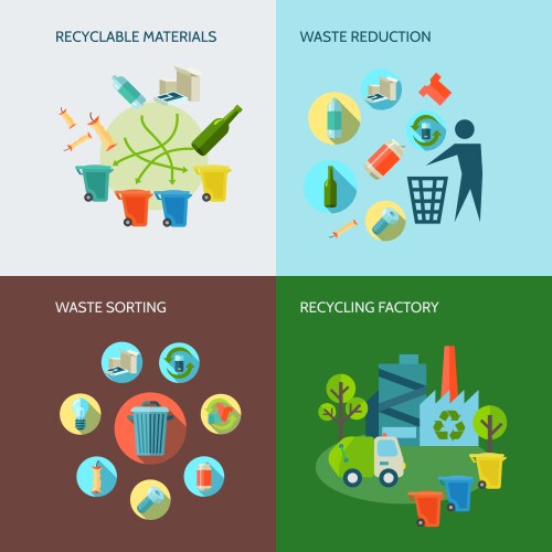Waste sorting different types garbage paper Vector Image