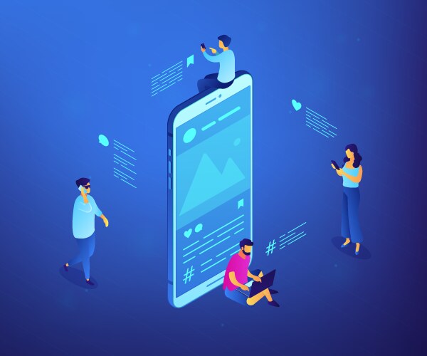 Messaging application isometric 3d concept Vector Image