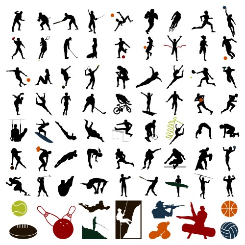 Silhouettes athletes and sportspeople Royalty Free Vector