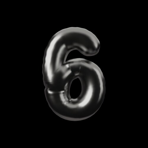 Realistic 3d volume chrome inflated balloon number