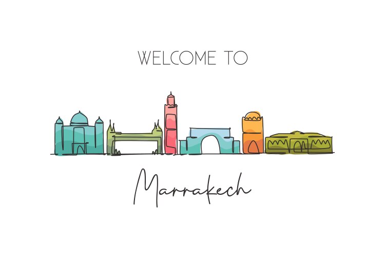 Single continuous line drawing marrakech city Vector Image