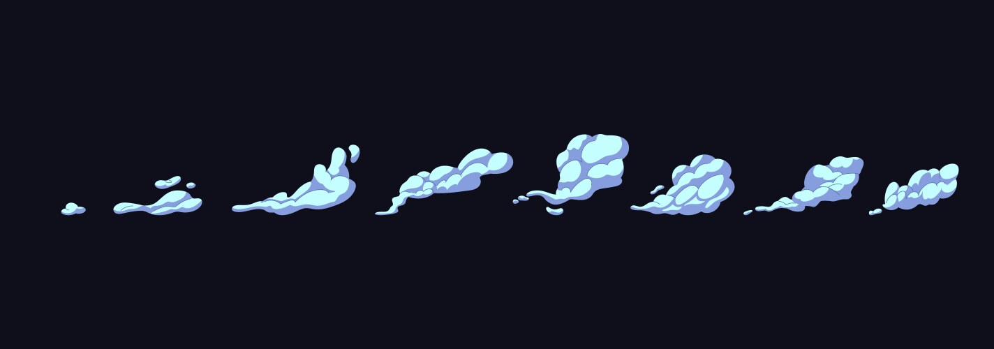 Explosion animation cartoon smoke explode frames Vector Image